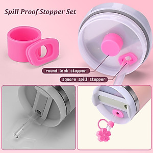 8PCS Cup Accessories Set for Stanley Tumbler 30 oz & 40 oz Cups with Handle, Including Strap,Straw Bow Decorate,Strawv Topper,Silicone Spill-Proof Stopper,Handle Charms,Decor for Boy Girl (white)