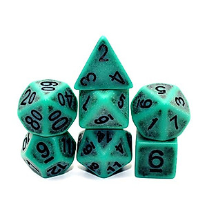 DND Dice Set Ancient RPG Dice for Dungeons and Dragons(D&D) Pathfinder MTG Tabletop Role Playing Game Polyhedral 7-Die Dice Group (Green)