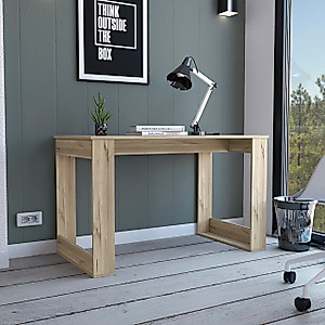 Melb Writing Desk 28.7"H x 47.2"W - Light Oak, Ample Workstation, Sturdy Legs, Compact Design for Home Office