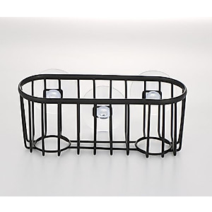 Generic Premium Kitchen Sink Organizer with Suction Cups for TWO Brushes, Sponges, Scrubbers, Soap, Kitchen (7.2 x 2.6 x 3 inches) = Sponge & Brushes NOT INCLUDED, medium, black