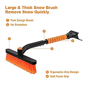 Lsyomne Car Snow Brush Removal with Ice Scraper for Car Windshield Detachable Snow Scraper with Foam Grip for Car Auto Truck SUV Windshield Windows