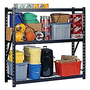 Sandusky Lee Muscle Rack ERZ772472WL3 Black Heavy Duty Steel Welded Storage Rack, 3 Shelves, 1,000 lb. Capacity per Shelf, 72" Height x 77" Width x 24" Depth, Pack of 1