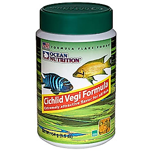 Ocean Nutrition Cichlid Vegi Flakes 5.5-Ounces (154 Grams) Jar
