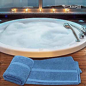 KEEPOZ 36" x 72" (2-Pack) Bath Sheets - Large Towels - Beach Towels Soft 100% Cotton Ring Spun Bathroom Towels, Highly Absorbent, Machine Washable, Towel Sets for College Dorm Not Bleach Proof (Blue)
