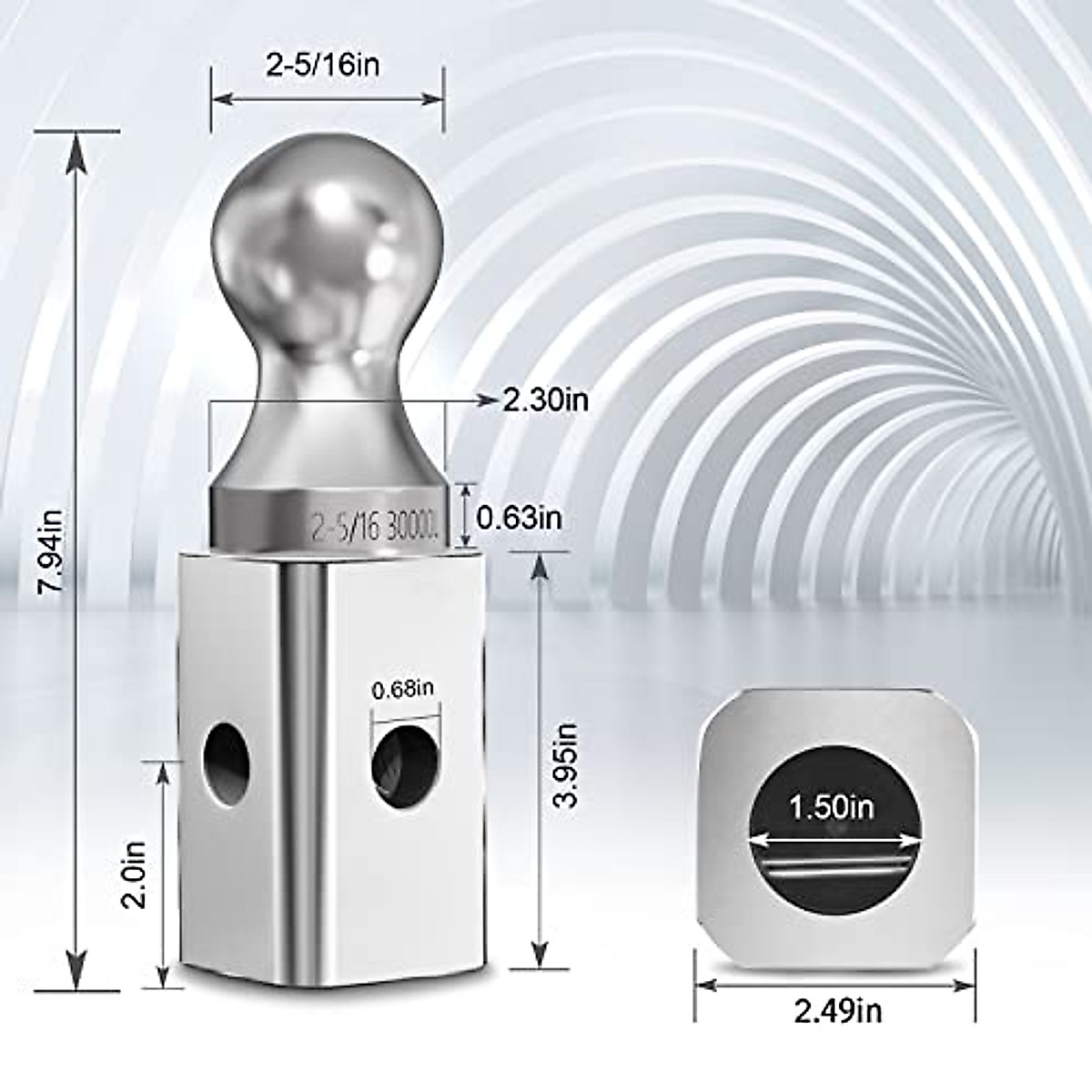 GNXA2000 2-5/16" Gooseneck Ball Hitch, Gooseneck Trailer Ball, Replacement Gooseneck Ball, Compatible with B&W Trailer Hitches，30,000lbs Load Capacity