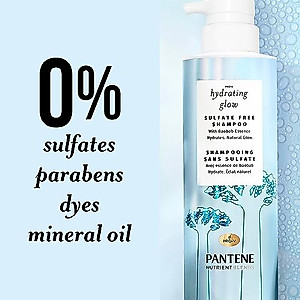 Pantene Nutrient Blends Hydrating Glow With Baobab Essence Sulfate-Free 14.8 oz Shampoo, 13.5 oz Conditioner, Intense Rescue Shot Treatment 0.5 oz for Dry Hair