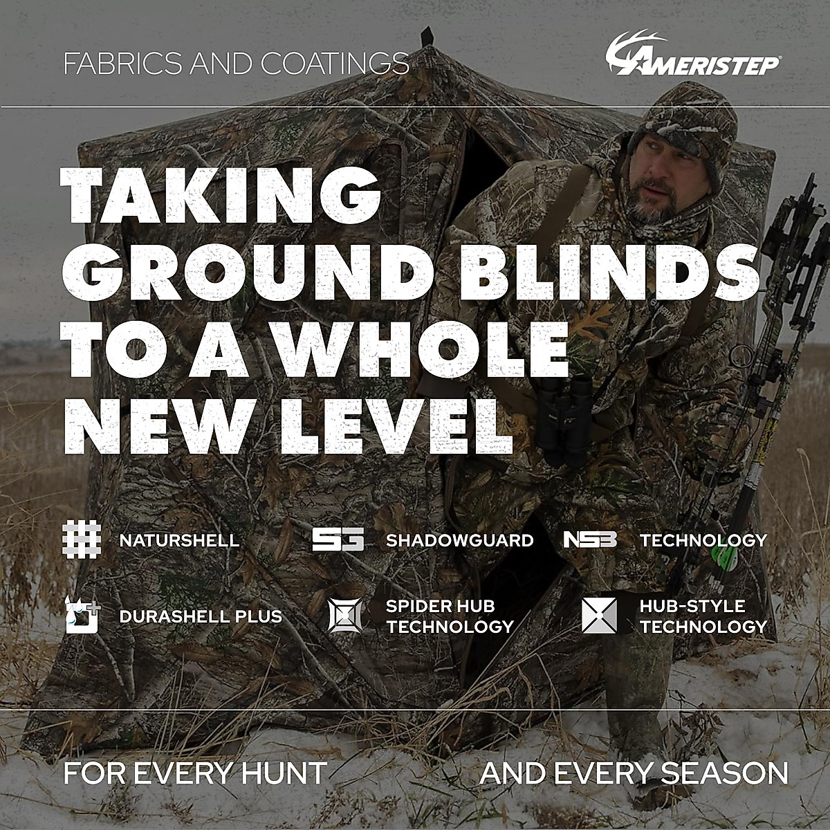 Ameristep Caretaker Kick Out Pop-Up Ground Blind, Premium Hunting Blind, Realtree Edge Camo, One Size