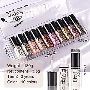 10Pcs Waterproof Glitter Eyeliner Liquid Glitter Eyeshadow Sticks Kit.Longwearing sombras de ojos Profesional Makeup Glitter for Eyes .10 Colorful Liquid Glitter Eye Liner Eye Shadow Set.Liquid Flare Gold Sparkle para ojos