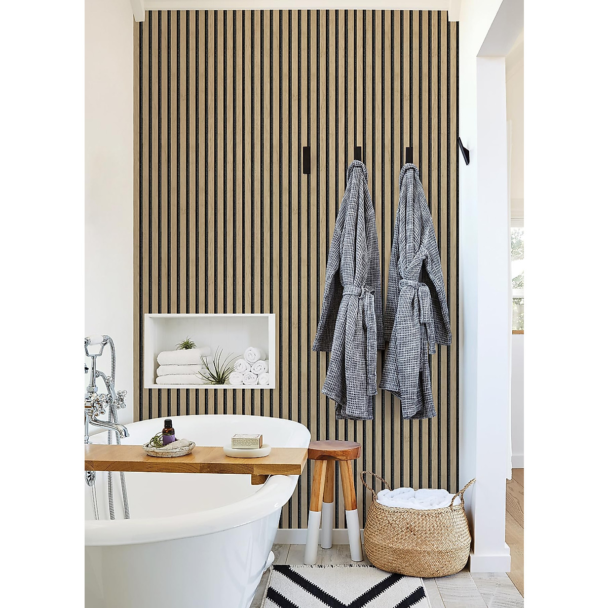 Oak Slat Wood Peel and Stick Wallpaper