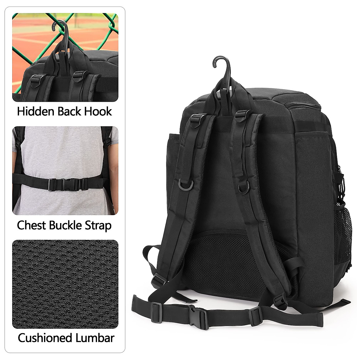 DSLEAF Baseball Backpack with 2 Bat Sleeves, Softball Bag with Vented Shoe Space and Multi Pockets for Adults (Patent Design)