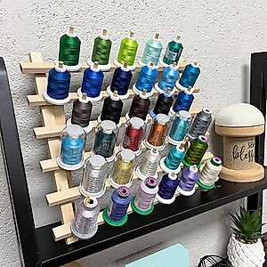 2-33 Spool Cone Wood Thread Racks (Holds 66 Spools) Hardwood, Freestanding or Wall Mount | Fits Mini-King Size Cones & Most Spools | for Sewing, Embroidery, Quilting, & Specialty Thread Storage