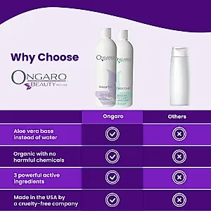 Ongaro Beauty Sulfate-Free Organic Shampoo and Conditioner Set for Women and Men, Hair Care with Aloe Vera - Cruelty-Free, Non-Toxic, Nourishing Solution for All Hair Types - 12 oz