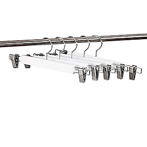 Better to U White Wooden Pants Skirt Jeans Hangers, Wood Bottom Hanger with Adjustable Clips (White 20pcs