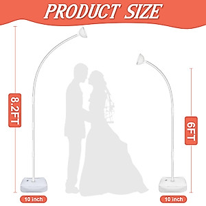 AerWo Balloon Arch Kit 8FT & 6FT, Half Arch Balloon Stand with Base, Bending Top Arch Backdrop Stand Kit Floor Balloon Arch Frame for Lawn Yard Birthday Wedding Baby Shower Halloween Party Decorations