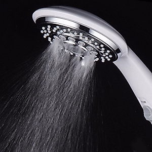 HotelSpa Designer White/Chrome-Face Spiral Handheld w/Patented ON/OFF Pause Switch