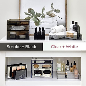 iDesign The Sarah Tanno Collection Plastic Lipstick Organizer, Made from Recycled Plastic, Black/Smoke 8 x 4 x 2"