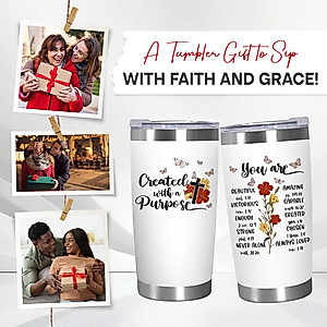 TEEZWONDER Christian Gifts for Women Faith - You Are Stainless Steel Insulated Coffee Tumbler With Lid 20 Oz - Mothers Day Birthday Inspirational Gifts for Women Mom Friends