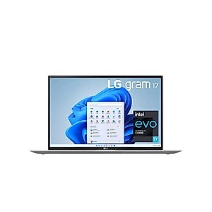 LG Gram 17Z95P Laptop 17" Ultra-Lightweight, IPS, (2560 x 1600), Intel Evo 11th gen CORE i7 , 32GB RAM, 1TB SSD, Windows 11 Home, 80Wh Battery, Alexa Built-in, 2X USB-C, HDMI, USB-A – Black