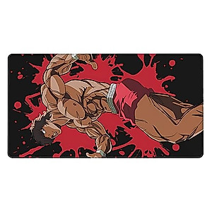 Baki Anime The Grappler Mouse Pad 16x29.5in Computer Keyboard Mousepad Waterproof Desk Pad Non-Slip Office Gaming Keyboards Mouse Mat Big Game Pc Laptop