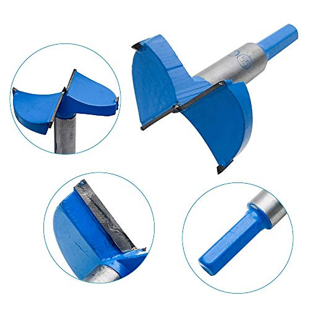 TOOLSTAR Forstner Drill Bits, Boring Carbide Drill Bits 60mm Blue Woodworking Hole Saw Power Rotary Cutting Tool for Wood Plastic Plywood （Pack of 1）