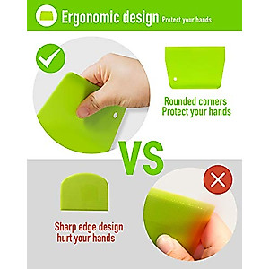 YUNDUOJIA (2PCS) Dough Scraper Bowl Scraper ，Food safe Plastic Dough Cutter， Flexible Plastic Scraper Practical Bench Scraper Multipurpose Food Scrappers for Bread Dough Cake Fondant Icing