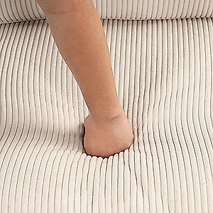 WADRI Modular Sectional Sofa with Ottoman, L-Shaped Corner Sectional, Corduroy Fabric Oversized Sectional Sofa, 5-Seat Couch or Living Room, Office, Free Combination (Beige-A55)