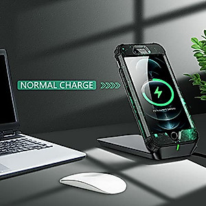 Miqala for iPhone SE 2022/2020 Case,Shiny in The Dark Three Layer Heavy Duty Shockproof Hard Plastic Bumper +Soft Silicone Rubber Protective Case for Apple iPhone SE(3rd Gen/2nd Gen) 4.7 inch,Blue