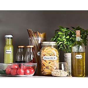 Removable Waterproof Food Labels, Write-on Kitchen Labels for POP Food Storage Containers, Jars and Home Organization, Pantry & Spice Sticker, Pack of 64