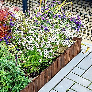 11.8in x 6.6ft Garden Fence, Wood Garden Border Edging, Anti-Corrosive Landscape Border, Wood Yard Fence, No Dig Planter Fencing for Flower Bed Lawns