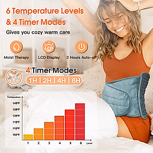 Heating Pad for Back Pain Relief, Electric Heating Pad 12"x24"+20" Large Heat Pad with Loop Fasten, Auto Shut Off, 6 Heat Setting, Moist Heating Pad for Cramps, Menstrual Pain,Neck and Shoulders