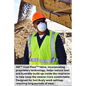 3M Particulate Respirator 8511, Pack of 10, N95, Cool Flow Exhalation Valve, Disposable, Braided Comfort Strap, M Noseclip