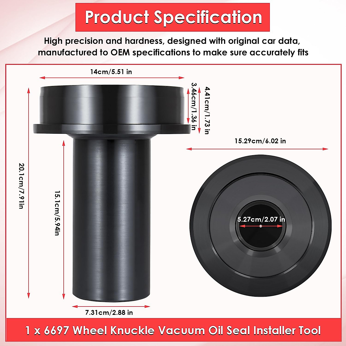 6697 Wheel Knuckle Vacuum Oil Seal Installer Tool for Ford 2005 to Current F-250 F-350 Axle Tools, Axle Shaft Seal Installer Tool