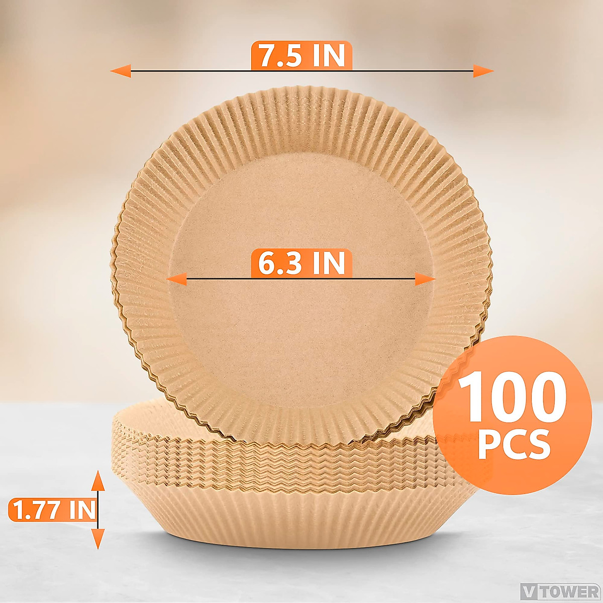 100Pcs Air Fryer Parchment Paper Liners - 6.3 Inch Non Stick Air Fryer Liners Disposable Baking Supplies Roasting Pan Liners for Air Fryer Accessories - Parchment Paper for Air Fryer Liner for Oven