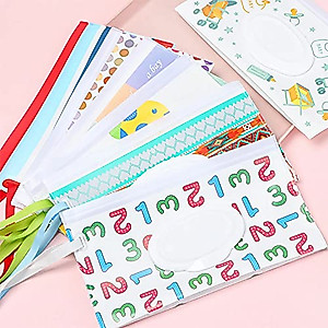 6 Pack Baby Wet Wipe Dispenser, Portable Refillable Wet Pouch Bags Baby Wipe Container, Baby Travel Wipes Holder Carrying Case (Color1)