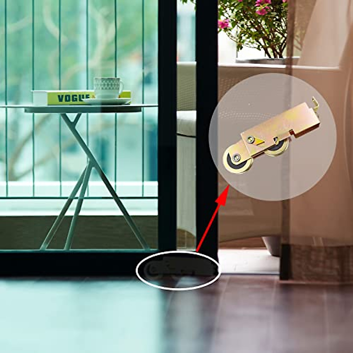 Sliding Patio Door Rollers Replacement for Aluminum Glass Doors, F-Tab Mount, 1-1/4" Steel Ball Bearing, Rear Adjustable, Yellow Zinc Plated, 2 Pack