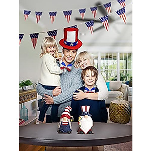 DN DECONATION 4th of July Gnomes Decor Patriotic Gnome Decorations 2 Pcs Red White and Blue Figurines American Stars Stuff Stripes Gnome Gifts for Fourth of July Independence Day
