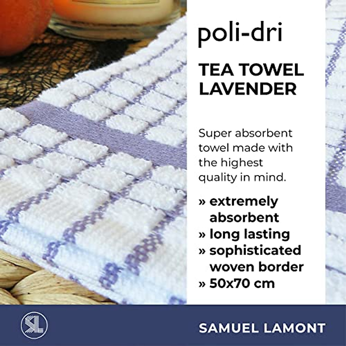 Samuel Lamont Poli Dri 100% Cotton Dish Towel - Lavender