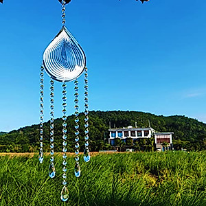 Crystals Suncatcher for Window Hanging Home Garden Decor,Metal Wind Chimes for Outside Indoor Outdoor,Teardrop Prism Sun Catcher Glass Pendant Rainbow Maker,Garden Gifts for Women,Mom Gifts