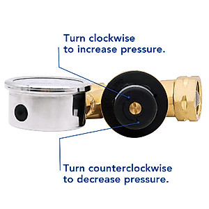 Accumeter 3/4 Lead-Free Water Pressure Regulator Brass Water Valve with Gauge, Adjustable Pressure Reducer for RV Camper, Build in Oil, NH Thread