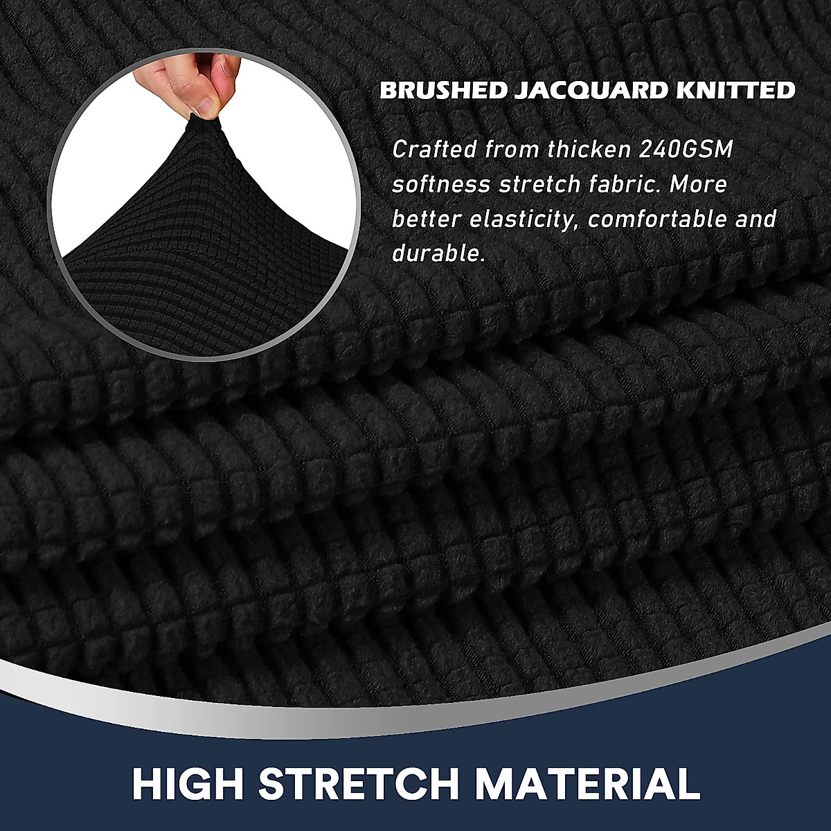 Stretch Sofa Armrest Covers Spandex Jacquard Arm Covers for Chairs and Sofas Anti-Slip Couch Armrest Covers with Sticker Furniture Armrest Protector for Sofa Couch Chair Recliner, Set of 2, Black