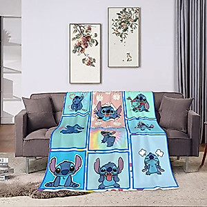 Cute Blue Alien Throw Blankets Warm Soft Blankets for Sofa, Bed, Couch, Sofa, Travel and Outdoor, Camping 50x60 Inch