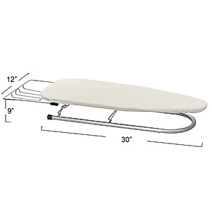 Household Essentials Tabletop Ironing Board, Compact Ironing Board with Iron Rest, Includes Door Hang, Perfect for Dorms and Small Spaces, 12 x 30", Silver