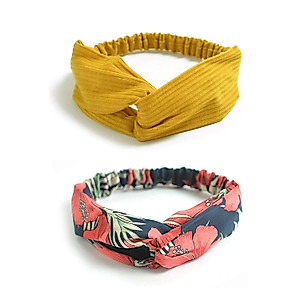 DRESHOW 10 Pack Boho Headbands for Women Girls Criss Cross Elastic Hair Band Twisted Head Wrap Floral Hair Accessories