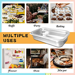 10 Pcs Stainless Steel Food Storage Containers with Lids 1/3 Size Rsreusable Steam Table Pan Hotel Pans Metal Meal Food Containe Stackable for Restaurant Kitchen Freezer Buffet(2.5 Inch Deep)