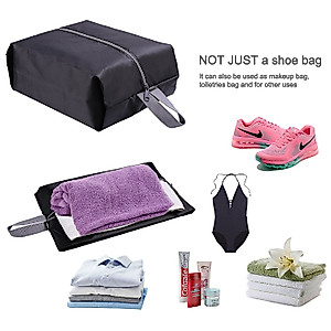 YAMIU Travel Shoe Bags Set of 2 Waterproof Nylon with Zipper for Men & Women (Black)