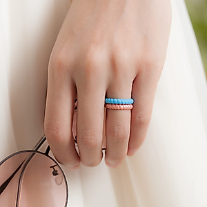 ThunderFit Silicone Wedding Rings for Women, Swivel and Round 10 Mixed Rubber Engagement Bands (Size 7.5-8 (18.2mm))