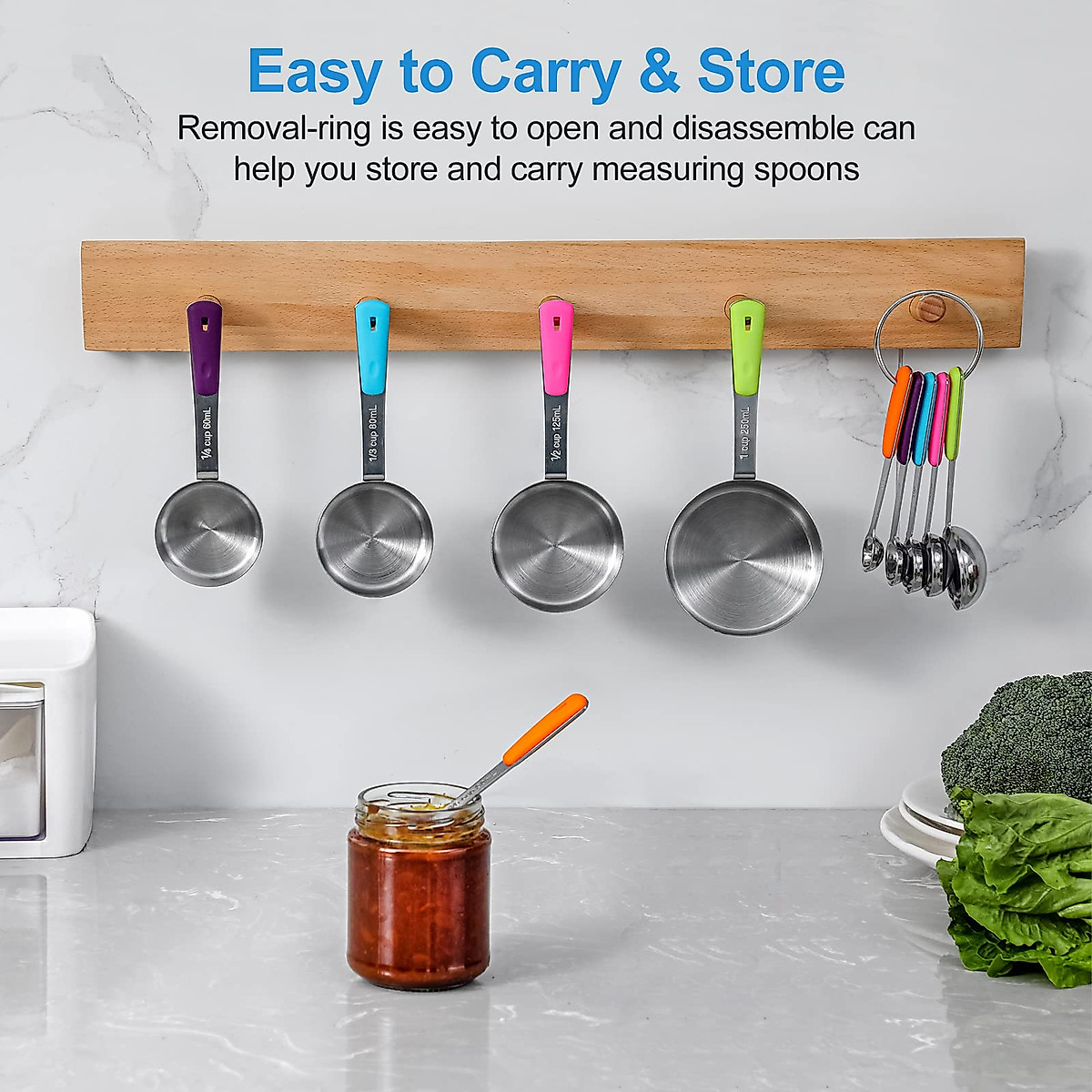 11Pcs Stainless Steel Measuring Cups and Spoons Set, Stackable Metal Measure Cup, Widely Used Kitchen Dry Food, Cooking Baking Measurements (Kitchen Funnel)