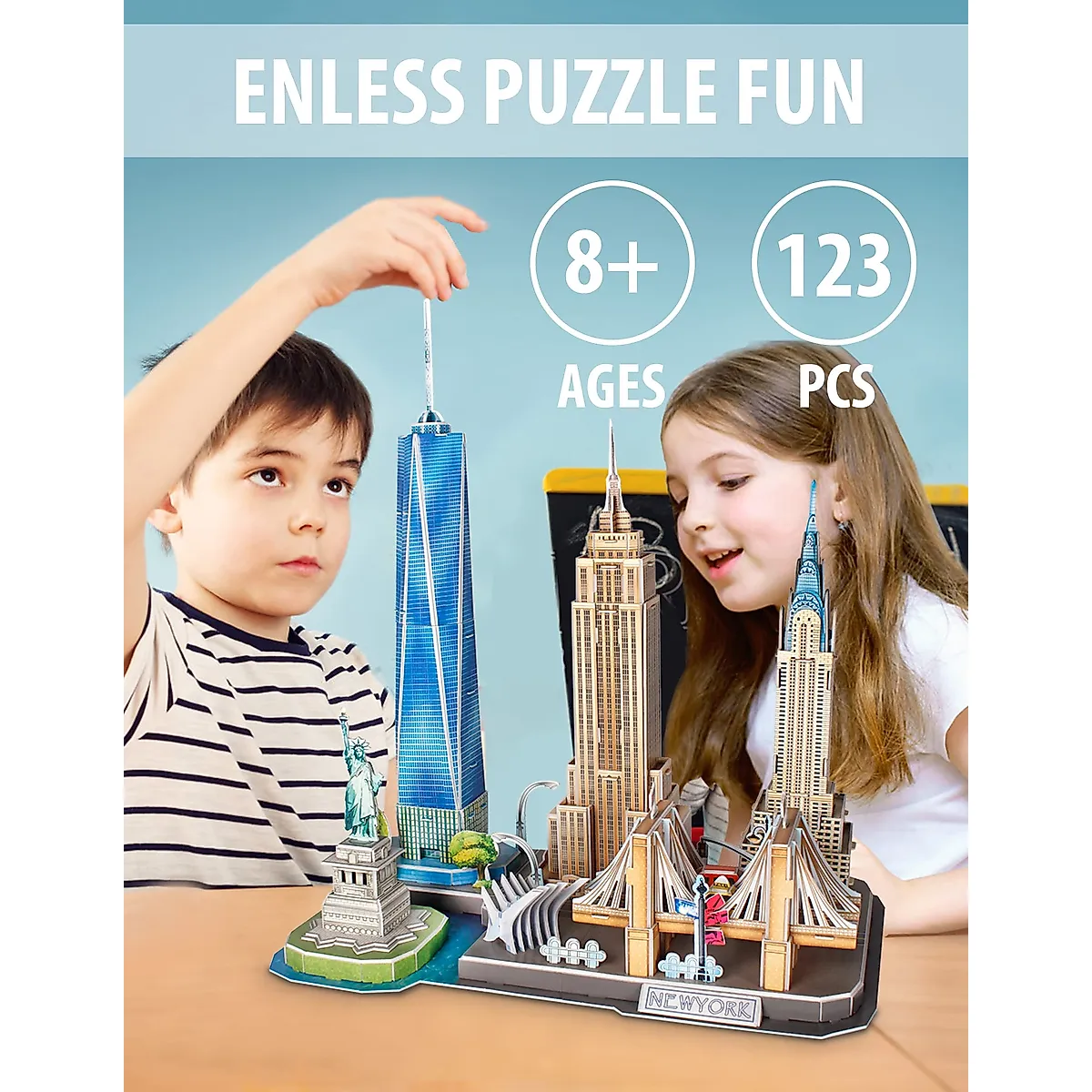 CubicFun 3D Puzzle - Puzzles for Kids Ages 8-10 New York City STEM Projects Arts and Crafts for Kids Ages 8-12 - Toys for Girls 8-10 - 8 Year Old Girl Easter Gift for Kid 8-12