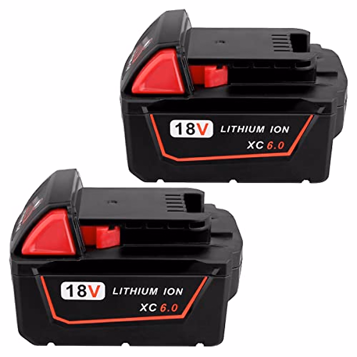 Biswaye 2 Pack 18V 6.0Ah M18 Battery Replacement for Milwaukee 48-11-1850, Replacement for Milwaukee M18 Cordless Power Tools 18V XC Lithium Battery 48-11-1852 48-11-1850 48-11-1862 48-11-1812