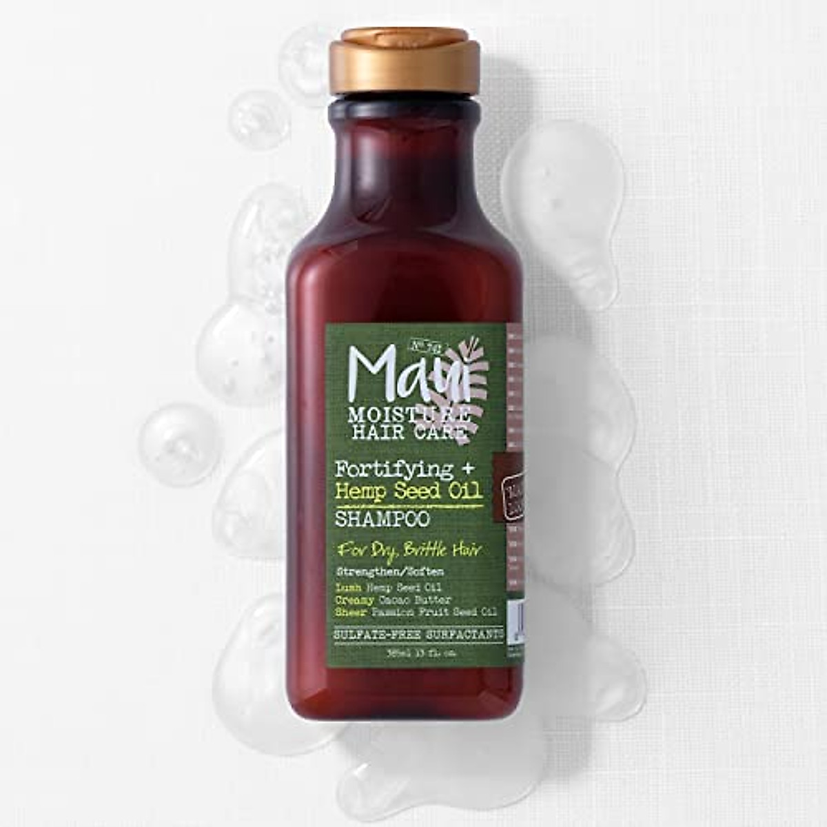 Maui Moisture Fortifying + Hemp Seed Oil Hydrating Vegan Shampoo for Dry Hair SiliconeFree SulfateFree Surfactant Aloe Shampoo to Strengthen Weak or Brittle Hair, 13 Fl Oz